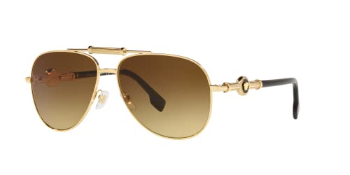 Versace Unisex Sunglasses Gold Frame, Brown Gradient Lenses, 59MM