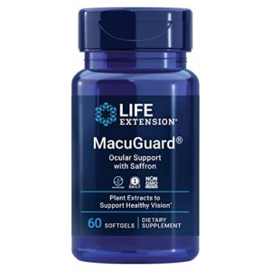 life extension macuguard ocular support with saffron – eye health supplement – lutein, astaxanthin & zeaxanthin – once-daily, non-gmo, gluten-free – 60 softgels