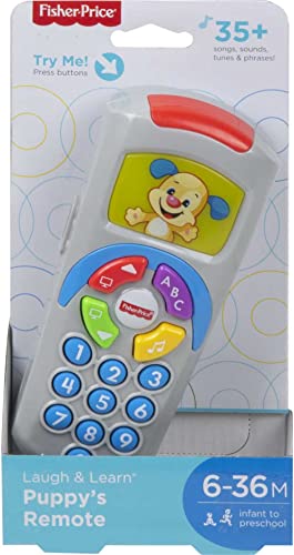 Fisher-Price Laugh & Learn Baby Learning Toy Puppy’S Remote Pretend Tv Control With Music And Lights For Ages 6+ Months