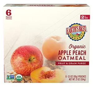 Earth's Best Organic Stage 2 Baby Food, Apple Peach and Oatmeal, 4.2 oz. Pouch (Pack of 12)