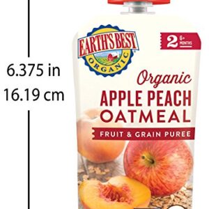 Earth's Best Organic Stage 2 Baby Food, Apple Peach and Oatmeal, 4.2 oz. Pouch (Pack of 12)