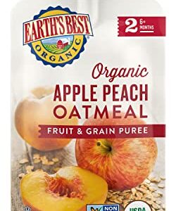 Earth's Best Organic Stage 2 Baby Food, Apple Peach and Oatmeal, 4.2 oz. Pouch (Pack of 12)