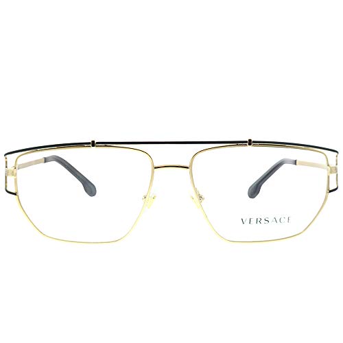 Versace VE 1257 1436 Gold Metal Hexagonal Eyeglasses 55mm