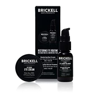 Brickell Men's Restoring Eye Routine for Men, Eye Serum and Eye Cream for Men, Natural and Organic, Unscented, Men's Skin Care Gift Set