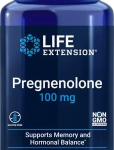 Life Extension Pregnenolone 100mg Hormone Balance, Anti-Aging & Longevity - Memory & Cognition Support Supplement – Non-GMO, Gluten-Free -100 Capsules