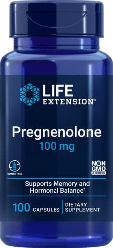 Life Extension Pregnenolone 100mg Hormone Balance, Anti-Aging & Longevity - Memory & Cognition Support Supplement – Non-GMO, Gluten-Free -100 Capsules