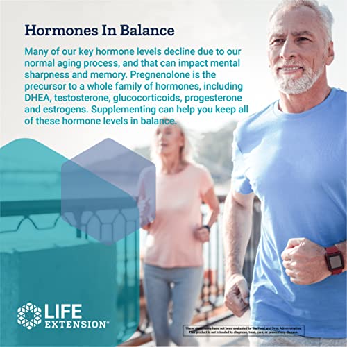 Life Extension Pregnenolone 100mg Hormone Balance, Anti-Aging & Longevity - Memory & Cognition Support Supplement – Non-GMO, Gluten-Free -100 Capsules