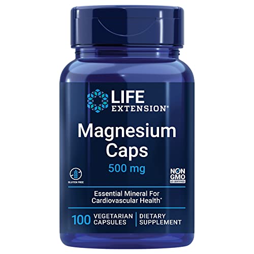 Life Extension Magnesium Caps 500 mg – Essential Mineral Blend For Cardiovascular & Whole-Body Health – Gluten-Free, Non-GMO, Vegetarian -100 Vegetarian Capsules