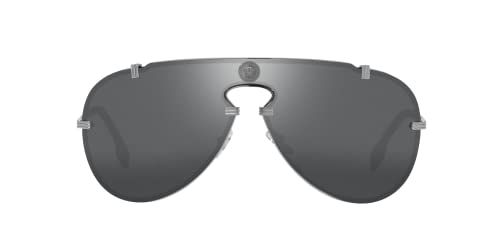 Versace Man Sunglasses Gunmetal Frame, Grey Mirror Black Lenses, 0MM