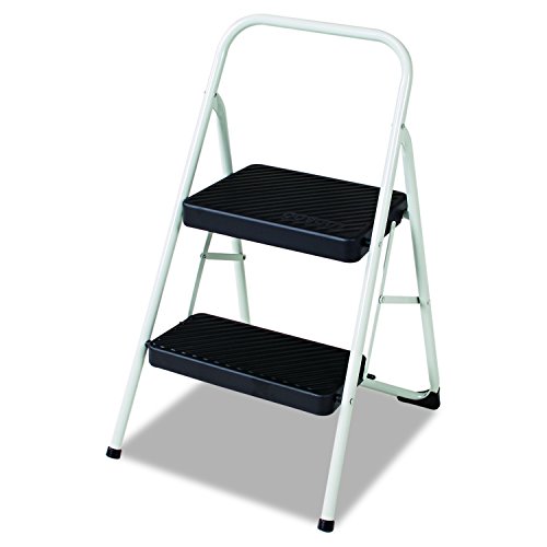 Cosco 11135CLGG1 2-Step Folding Steel Step Stool, 200lbs, 17 3/8w x 18d x 28 1/8h, Cool Gray