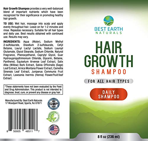 Hair Growth Shampoo For Healthy Hair Growth, Hair loss, Slow Growing and Thinning Hair For Men and Women 8 Ounces