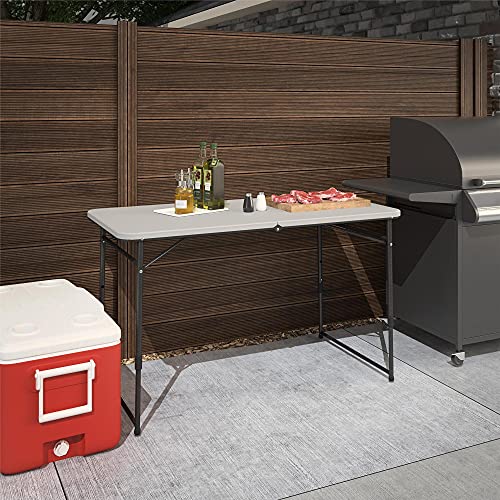 COSCO 4 ft. Fold-in-Half Portable Utility Table, Gray, Indoor/Outdoor, for Crafting, Tailgating, & Camping