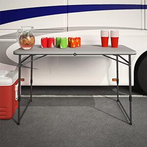 COSCO 4 ft. Fold-in-Half Portable Utility Table, Gray, Indoor/Outdoor, for Crafting, Tailgating, & Camping