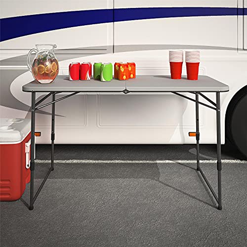 COSCO 4 ft. Fold-in-Half Portable Utility Table, Gray, Indoor/Outdoor, for Crafting, Tailgating, & Camping