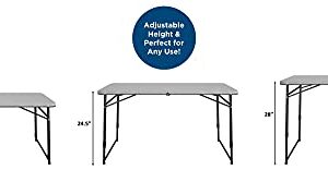 COSCO 4 ft. Fold-in-Half Portable Utility Table, Gray, Indoor/Outdoor, for Crafting, Tailgating, & Camping