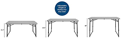 COSCO 4 ft. Fold-in-Half Portable Utility Table, Gray, Indoor/Outdoor, for Crafting, Tailgating, & Camping