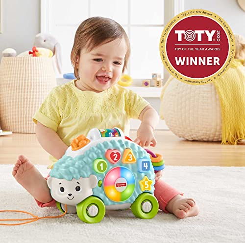 Fisher-Price Linkimals Learning Toy Happy Shapes Hedgehog Pull Along With Interactive Music And Lights For Baby And Toddler