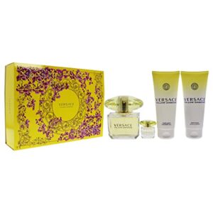 Versace Versace Yellow Diamond 3oz EDT Spray, 3.4oz Shower Gel, 3.4oz Body Lotion, 5ml EDT Rollerball Mini Women 4 Pc Gift Set