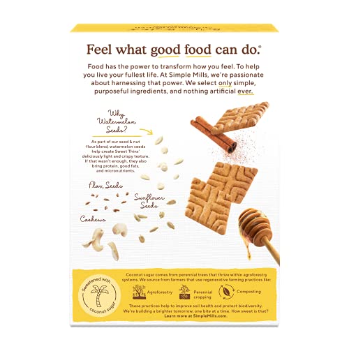 Simple Mills Sweet Thins Cookies, Seed and Nut Flour, Honey Cinnamon - Gluten Free, Paleo Friendly, Healthy Snacks, 4.25 Ounce (Pack of 1)