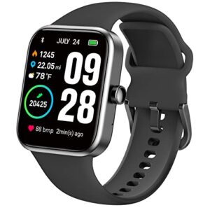 tozo s2 44mm smart watch alexa built-in fitness tracker with heart rate and blood oxygen monitor,sleep monitor 5atm waterproof hd touchscreen for men women compatible with iphone&android black