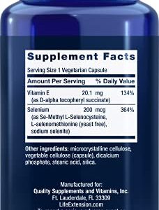 Life Extension Super Selenium Complex with Vitamin E – Cellular Health & Longevity Support – Gluten-Free, Non-GMO, Vegetarian –100 Capsules