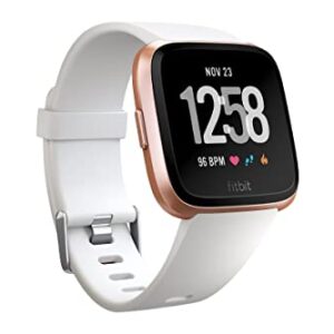 Fitbit Versa Smart Watch, Red Aluminium, One Size (S & L Bands Included) (Rose Gold) (Renewed)