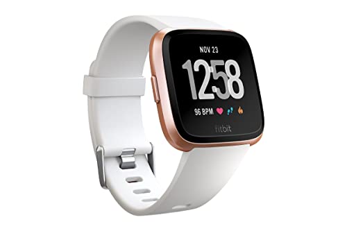 Fitbit Versa Smart Watch, Red Aluminium, One Size (S & L Bands Included) (Rose Gold) (Renewed)