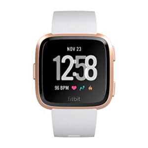 Fitbit Versa Smart Watch, Red Aluminium, One Size (S & L Bands Included) (Rose Gold) (Renewed)