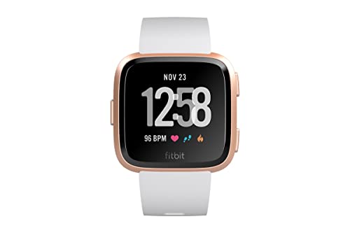 Fitbit Versa Smart Watch, Red Aluminium, One Size (S & L Bands Included) (Rose Gold) (Renewed)