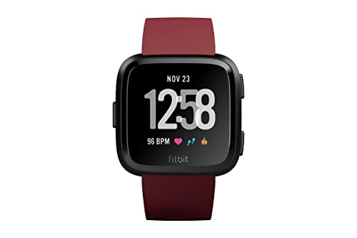 Fitbit Versa Smart Watch, Red Aluminium, One Size (S & L Bands Included) (Rose Gold) (Renewed)