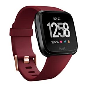 Fitbit Versa Smart Watch, Red Aluminium, One Size (S & L Bands Included) (Rose Gold) (Renewed)