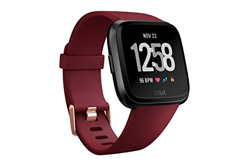 Fitbit Versa Smart Watch, Red Aluminium, One Size (S & L Bands Included) (Rose Gold) (Renewed)