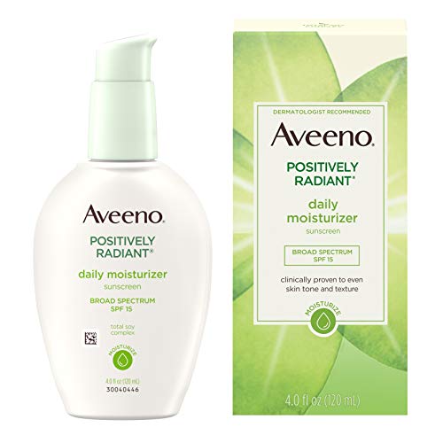 Aveeno Positively Radiant Daily Face Moisturizer with Broad Spectrum SPF 15 Sunscreen and Soy Extract, 4 fl. oz