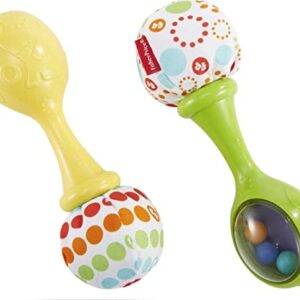 Fisher-Price Baby Toys Rattle ‘N Rock Maracas, Set Of 2 Soft Musical Instruments For Infants 3+ Months, Green & Yellow