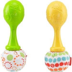 Fisher-Price Baby Toys Rattle ‘N Rock Maracas, Set Of 2 Soft Musical Instruments For Infants 3+ Months, Green & Yellow