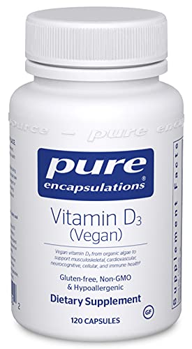 Pure Encapsulations Vitamin D3 Vegan | Support for Musculoskeletal, Cardiovascular, Neurocognitive, Cellular, and Immune Health* | 120 Capsules