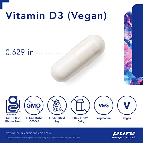 Pure Encapsulations Vitamin D3 Vegan | Support for Musculoskeletal, Cardiovascular, Neurocognitive, Cellular, and Immune Health* | 120 Capsules