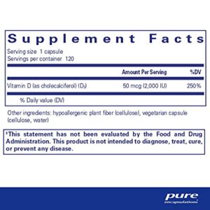 Pure Encapsulations Vitamin D3 Vegan | Support for Musculoskeletal, Cardiovascular, Neurocognitive, Cellular, and Immune Health* | 120 Capsules