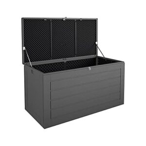 cosco outdoor patio deck storage box, extra large, 180 gallons, black and charcoal