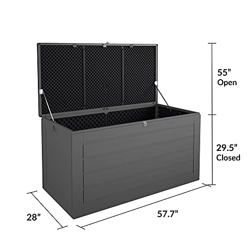 Cosco Outdoor Patio Deck Storage Box, Extra Large, 180 Gallons, Black and Charcoal