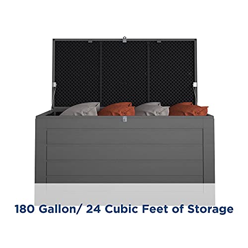 Cosco Outdoor Patio Deck Storage Box, Extra Large, 180 Gallons, Black and Charcoal