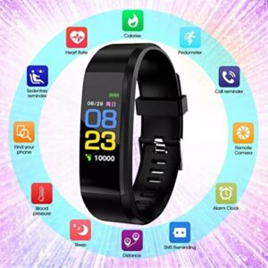 Americode! Smartband Fitness Tracker with Heart Rate Blood Pressure Oxygen Sleep & Temperature Monitor Activity Smart Watch Pedometer for Kids Man Women, Black