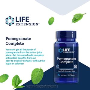 Life Extension Pomegranate Complete - Superfood Health Pomegranate Extract Supplement for Antioxidant Protection - Rich in Polyphenols, Fruit, Flower, Seed Extracts - Gluten-Free - 30 Softgels