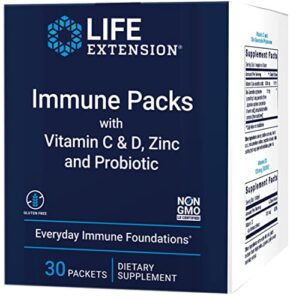 life extension – immune packs with vitamin c & d, zinc and probiotic (30 packs)