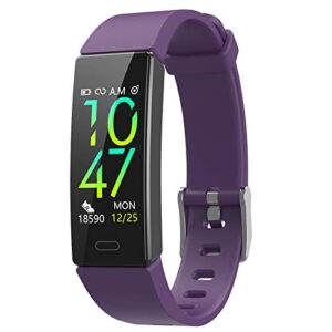 zururu fitness tracker, waterproof activity tracker with step calorie counter pedometer for walking for women & men (purple)