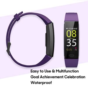 ZURURU Fitness Tracker, Waterproof Activity Tracker with Step Calorie Counter Pedometer for Walking for Women & Men (Purple)