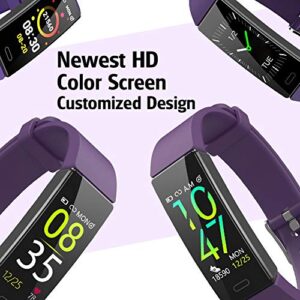 ZURURU Fitness Tracker, Waterproof Activity Tracker with Step Calorie Counter Pedometer for Walking for Women & Men (Purple)