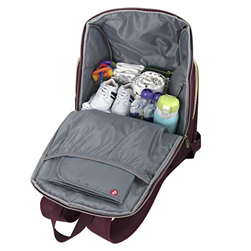 Fisher-Price Fastfinder Gemma Diaper Bag Backpack with Portable Changing Pad, Stroller Straps (Burgundy)