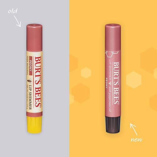 Burt's Bees Lip Balm Easter Basket Stuffers, Moisturizing Lip Shimmer for Women, With Vitamin E & Coconut Oil, 100% Natural, Peony, 0.09 Ounce (4 Pack)