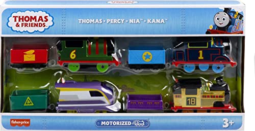 Thomas & Friends Toy Train 4-Pack With Thomas Nia Percy & Kana Motorized Engines For Preschool Kids Ages 3+ Years